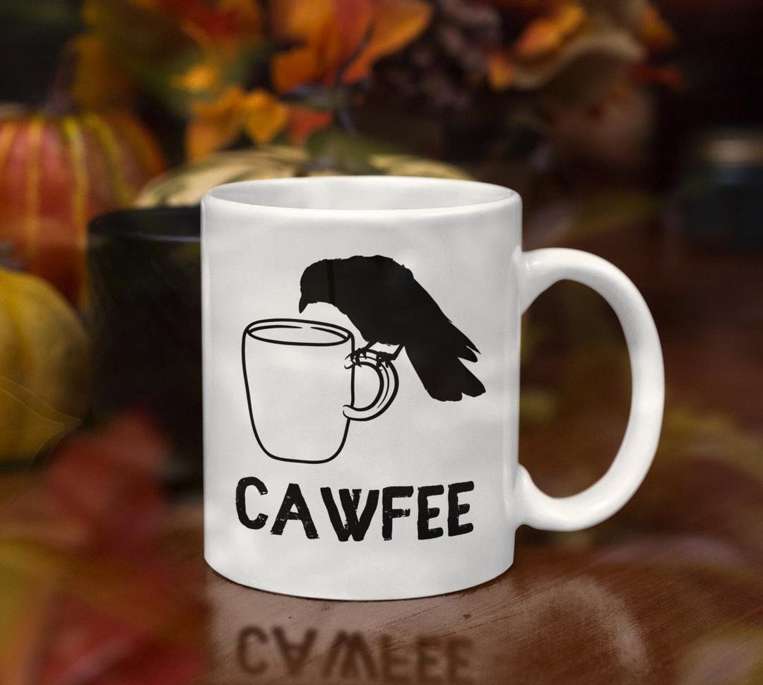 Cawfee Crow Mug Funny Mugs Halloween Mugs Bird Gifts, Halloween Coffee ...