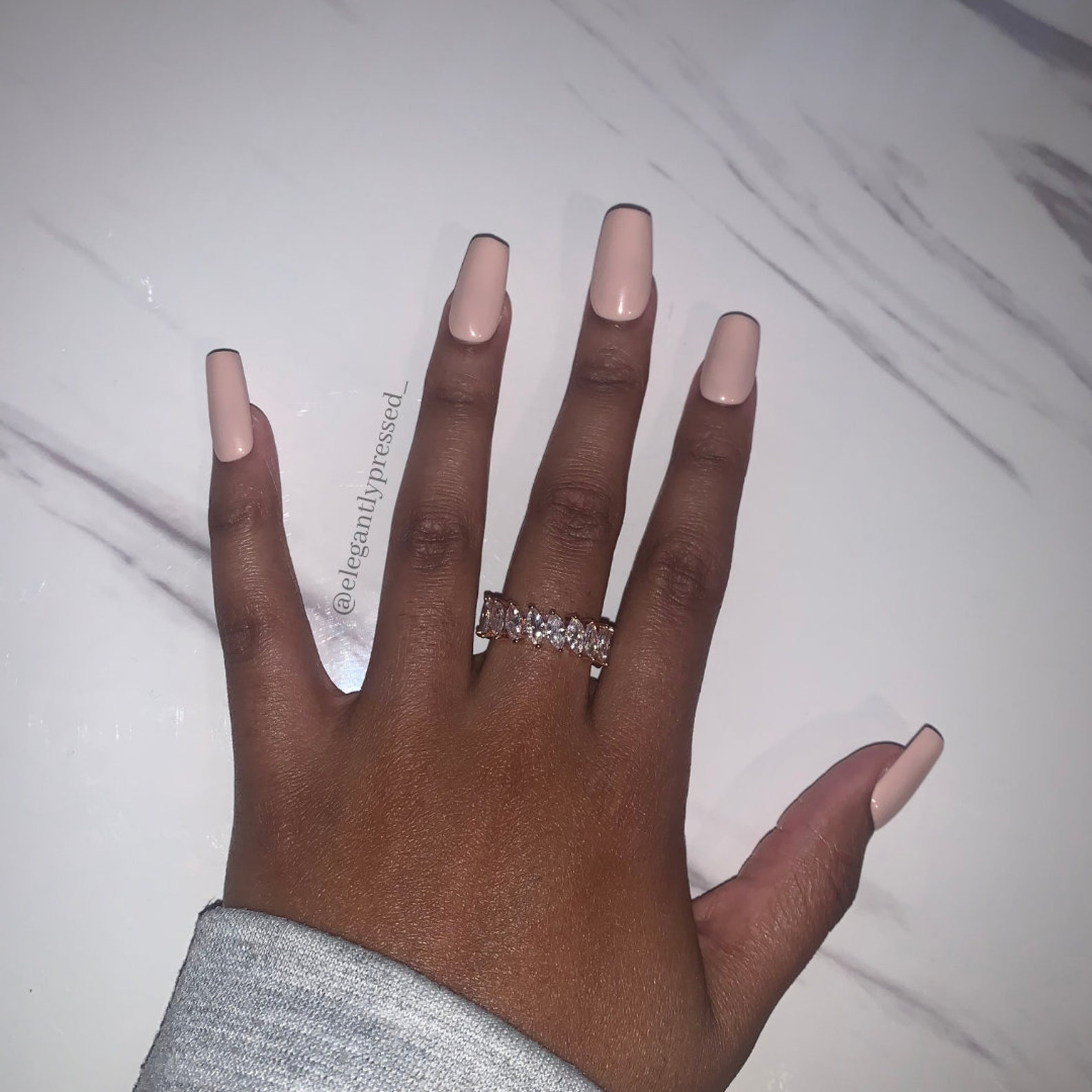 Salmon Pink • Elegantly Pressed Nails • Custom Handmade Nails • Medium ...