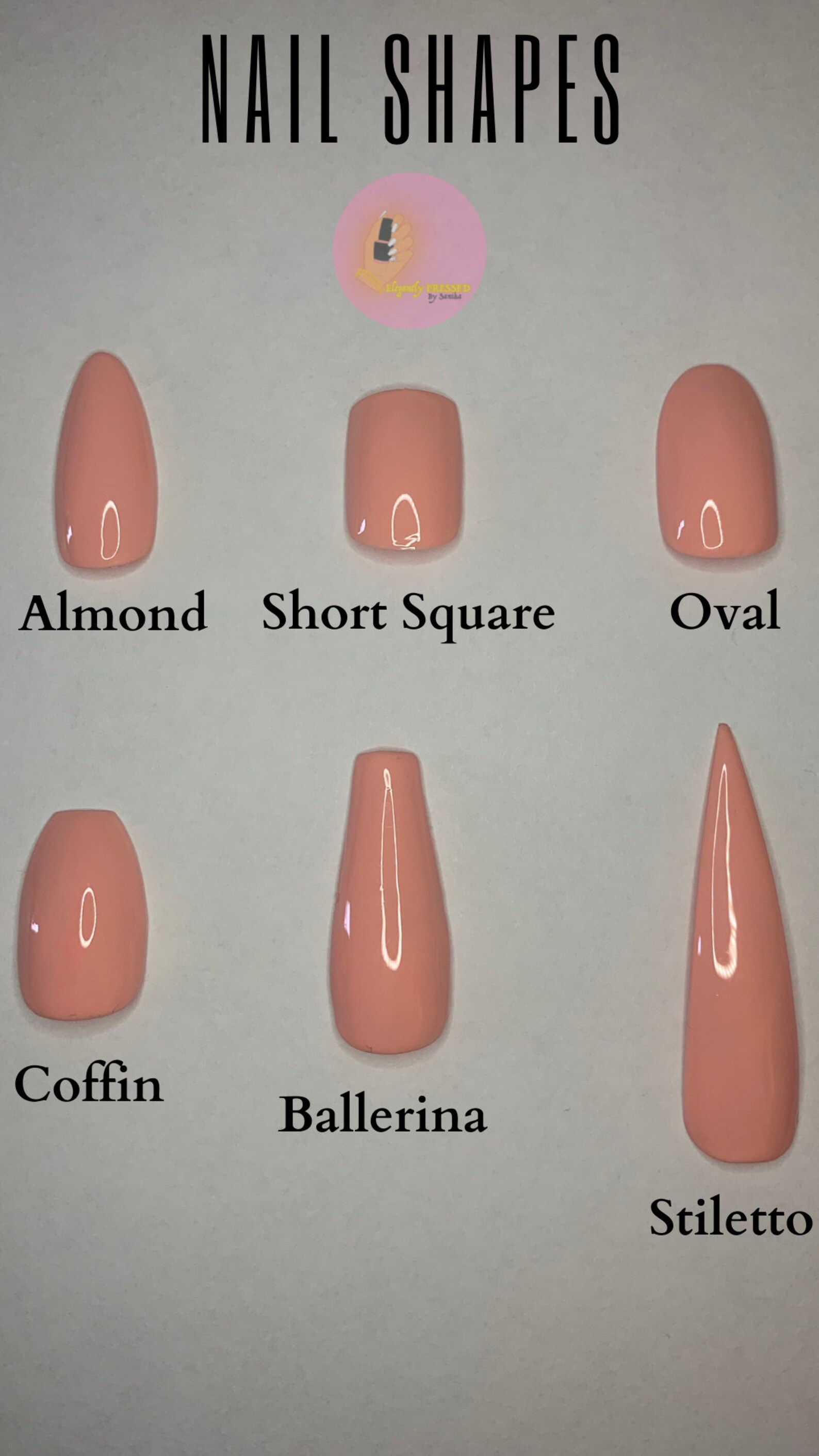 Salmon Pink • Elegantly Pressed Nails • Custom Handmade Nails • Medium ...
