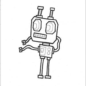 Printable Colouring Book | Robot Friends | Five Pages - Etsy