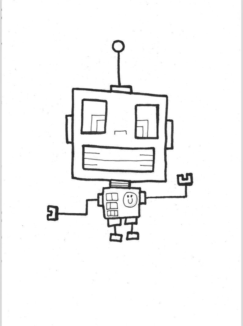 Printable Colouring Book Robot Friends Five Pages - Etsy