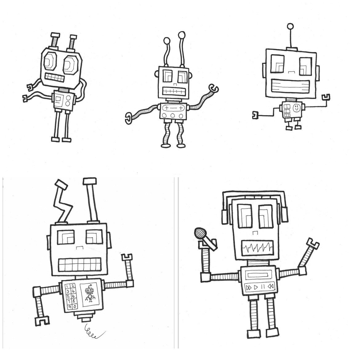Printable Colouring Book | Robot Friends | Five Pages - Etsy