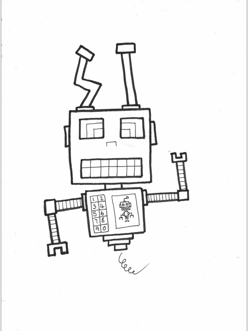 Printable Colouring Book | Robot Friends | Five Pages - Etsy