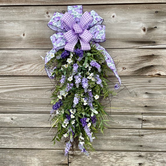 Lavender Wildflower Spring Teardrop Swag for Front Door - Etsy