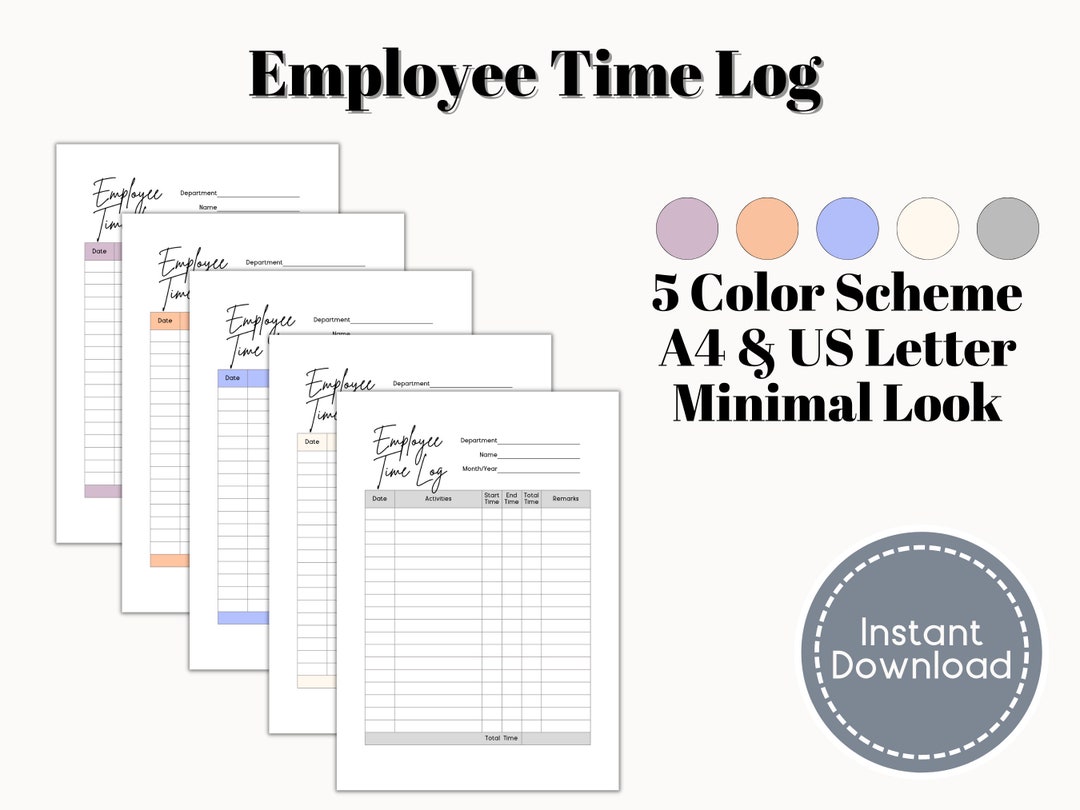 Time Log Sheet Timer Sheet Timer Tracker Employee Hour - Etsy UK