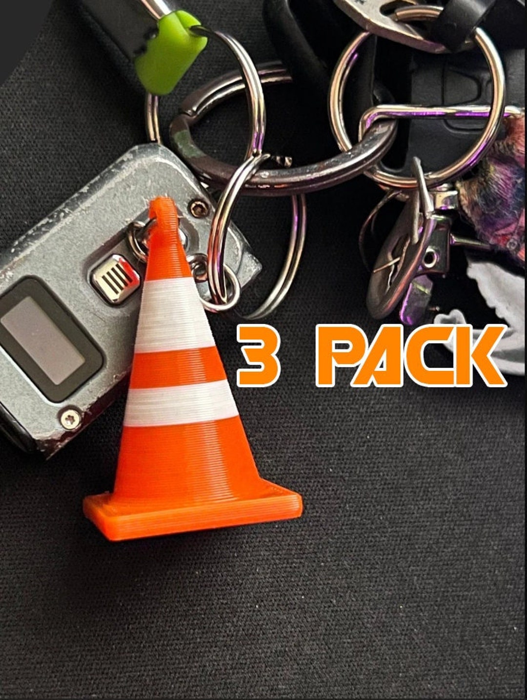 3D Printed Traffic Cone Keychain - 3 Pack - Etsy