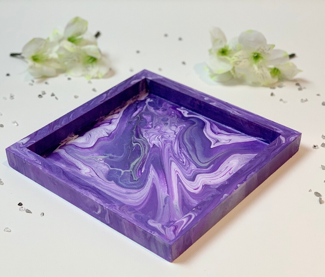 Decorative Tray | Vanity Tray | Purple Tray | 7.9” X 7.9” | Acrylic ...