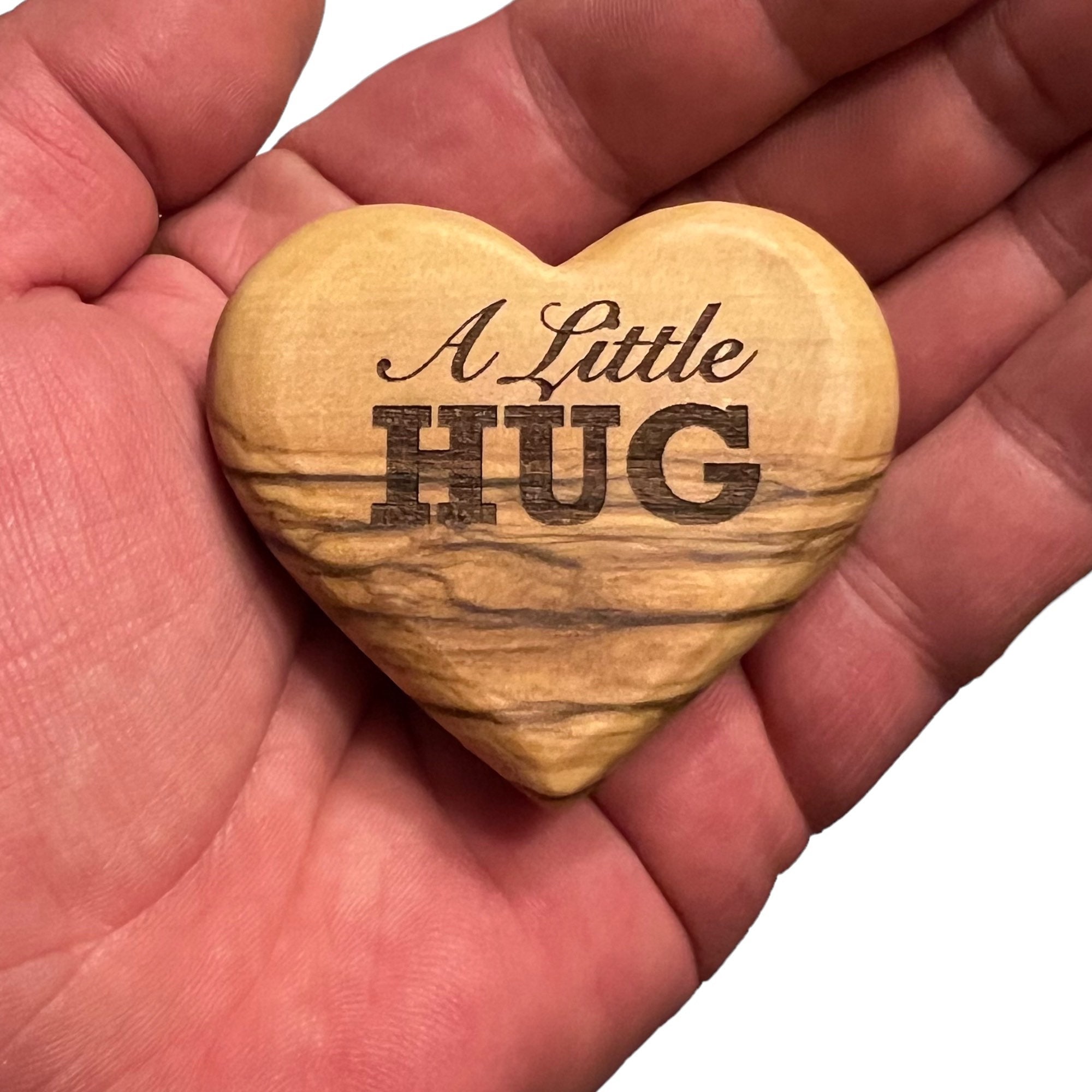 Personalized Hand Flatterer Heart A Little HUG Made of Olive Wood - Etsy