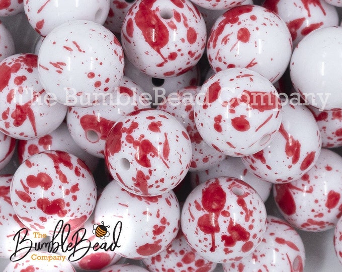 20MM Red Splatter Chunky Bubblegum Beads, Acrylic Gumball Beads in Bulk ...
