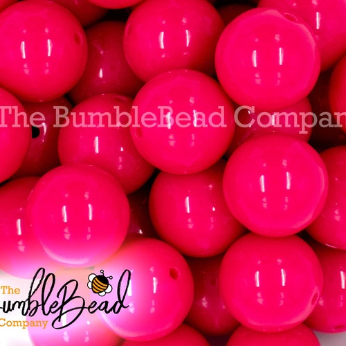 20mm Hot Pink Solid Chunky Bubblegum Beads Acrylic Gumball Etsy