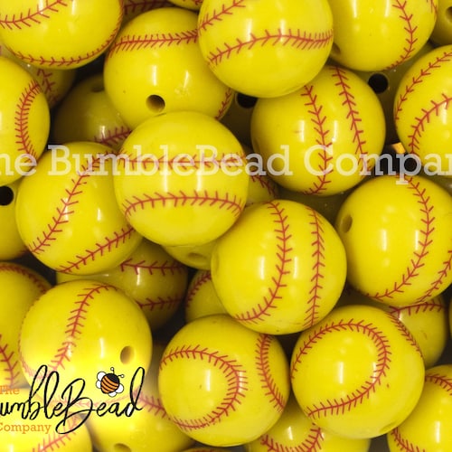 20MM Softball Print Chunky Acrylic Bubblegum Beads 20mm - Etsy
