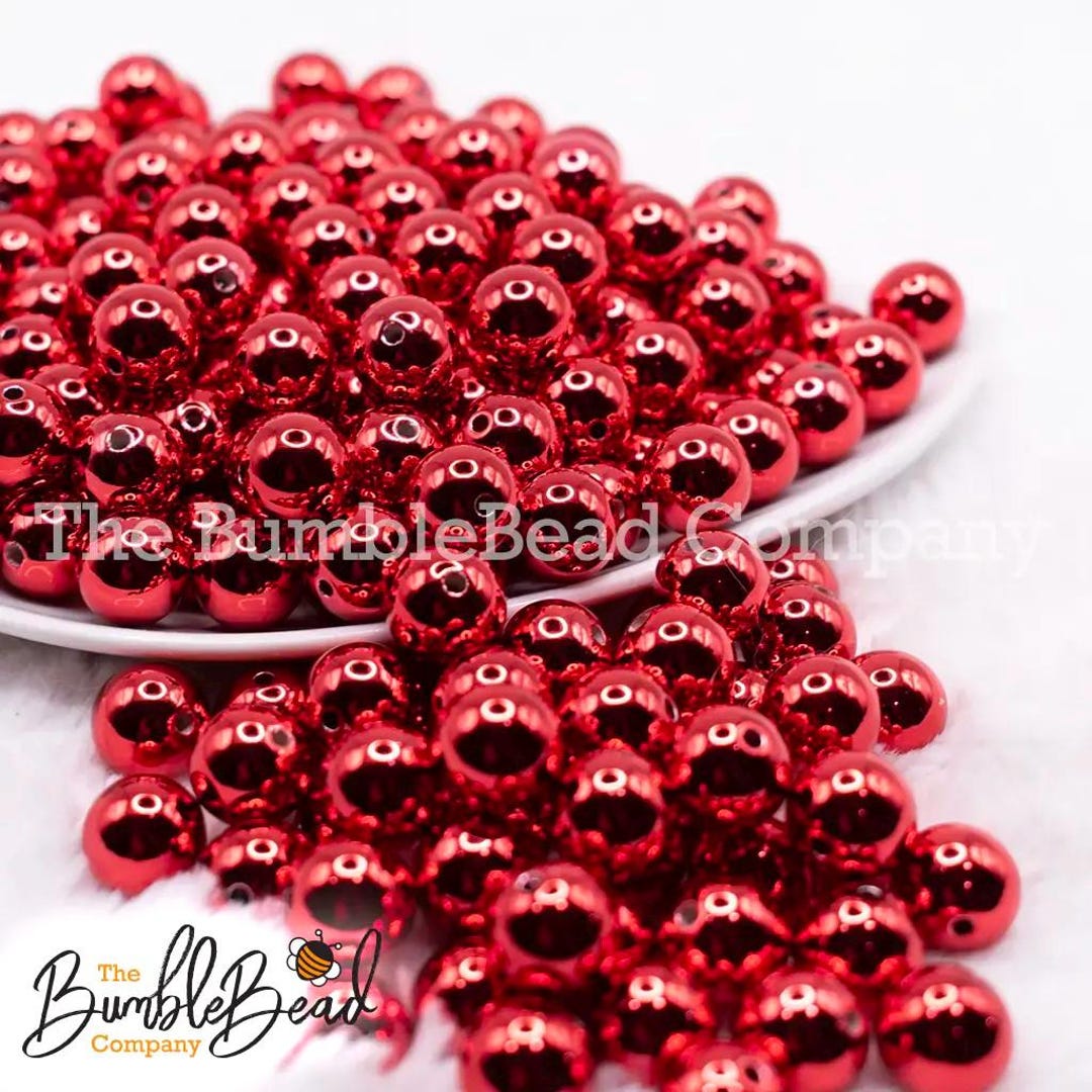 12mm Red Reflective UV Plated Bubblegum Beads, Acrylic Gumball Beads in ...
