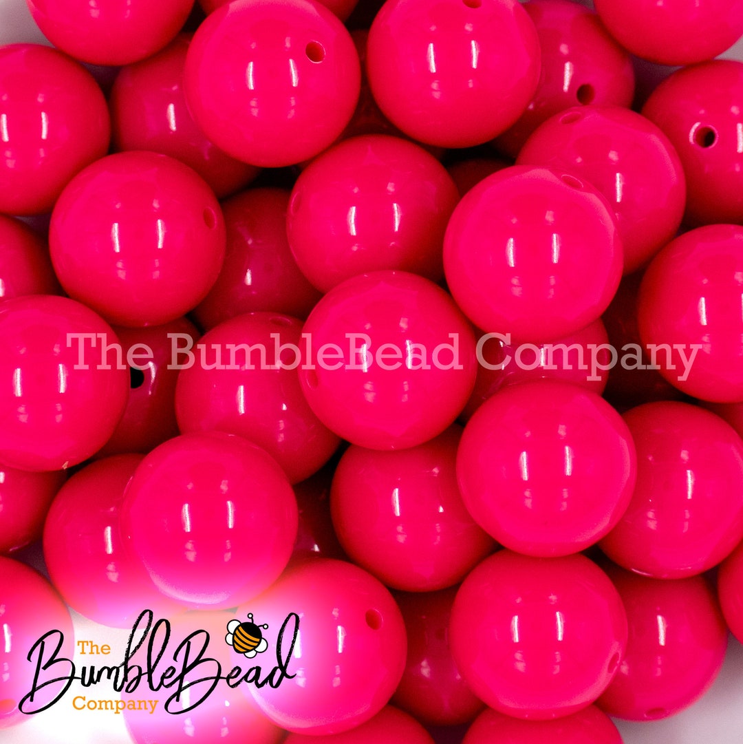 20mm Hot Pink Solid Chunky Bubblegum Beads Acrylic Gumball Beads In
