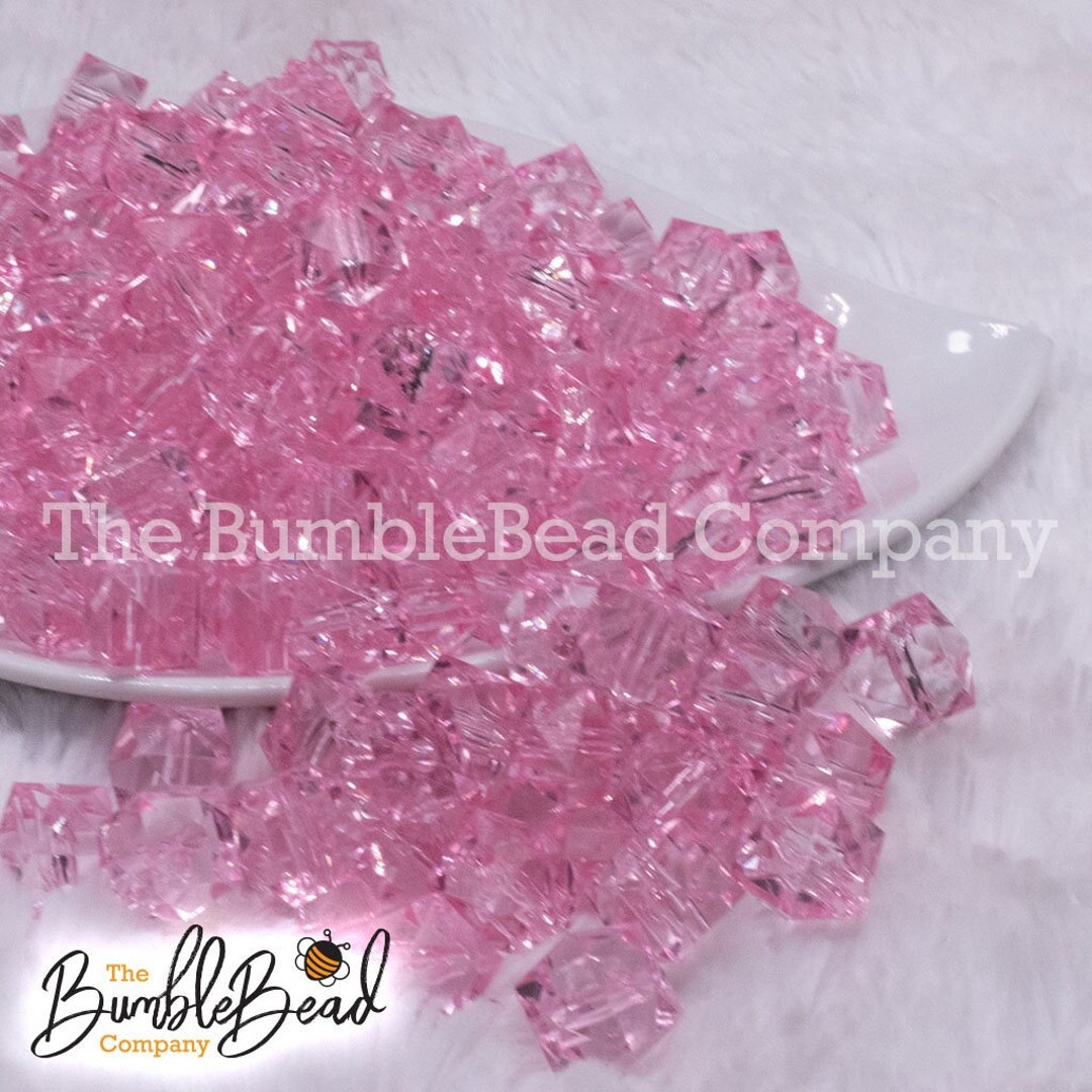 12mm Pink Faceted Cube Shaped Chunky Bubblegum Bead, Acrylic Beads in ...