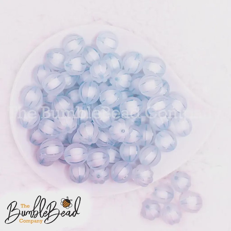 16mm Blue Frosted Pumpkin Shaped Bubblegum Bead - Etsy