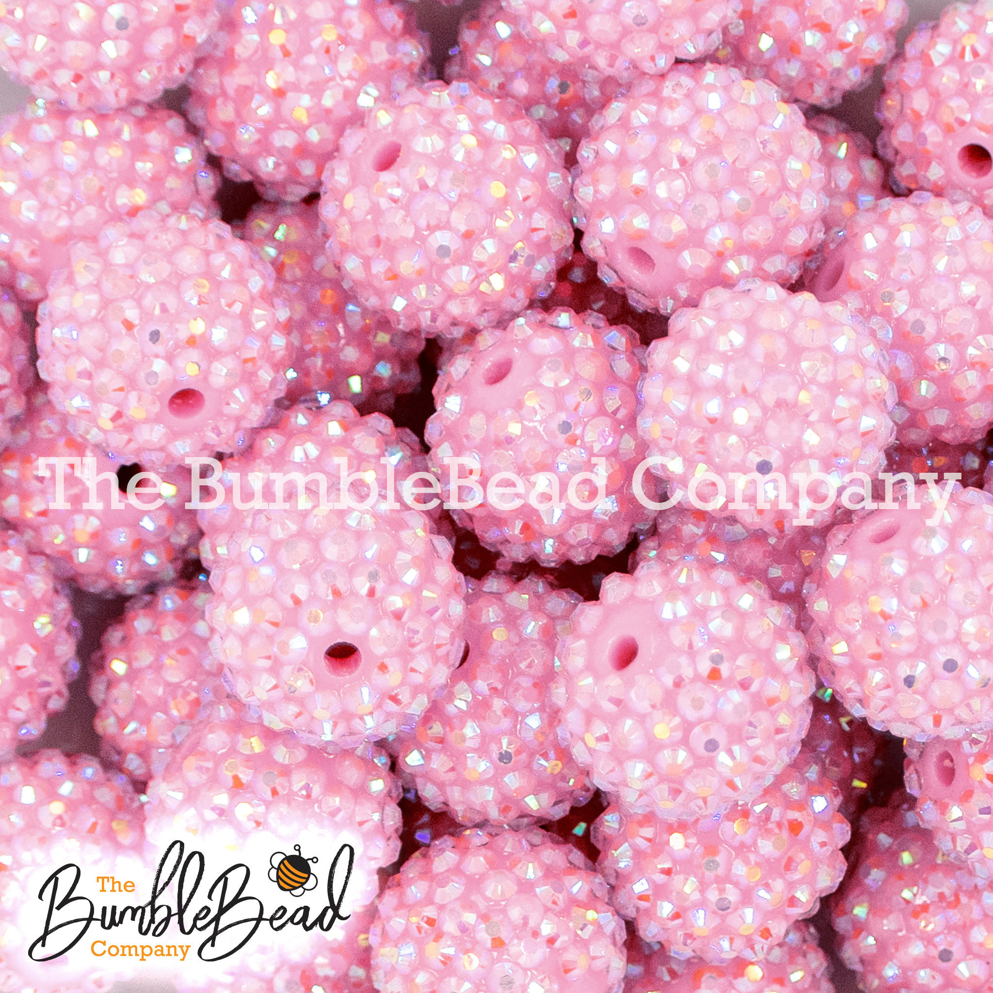 20mm Solid Light Pink Rhinestone AB Bubblegum Beads Resin | Etsy