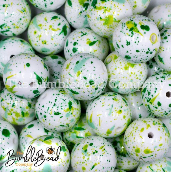 20MM Green Splatter Chunky Bubblegum Beads Acrylic Gumball | Etsy