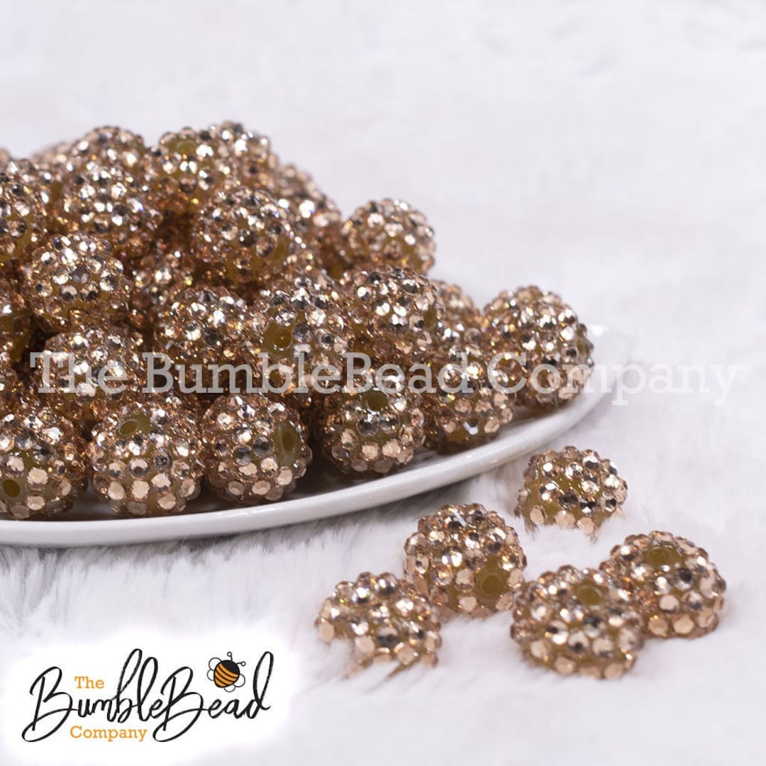 16mm Rose Gold Rhinestone AB Jewelry Beads, Resin Rhinestone Beads in ...