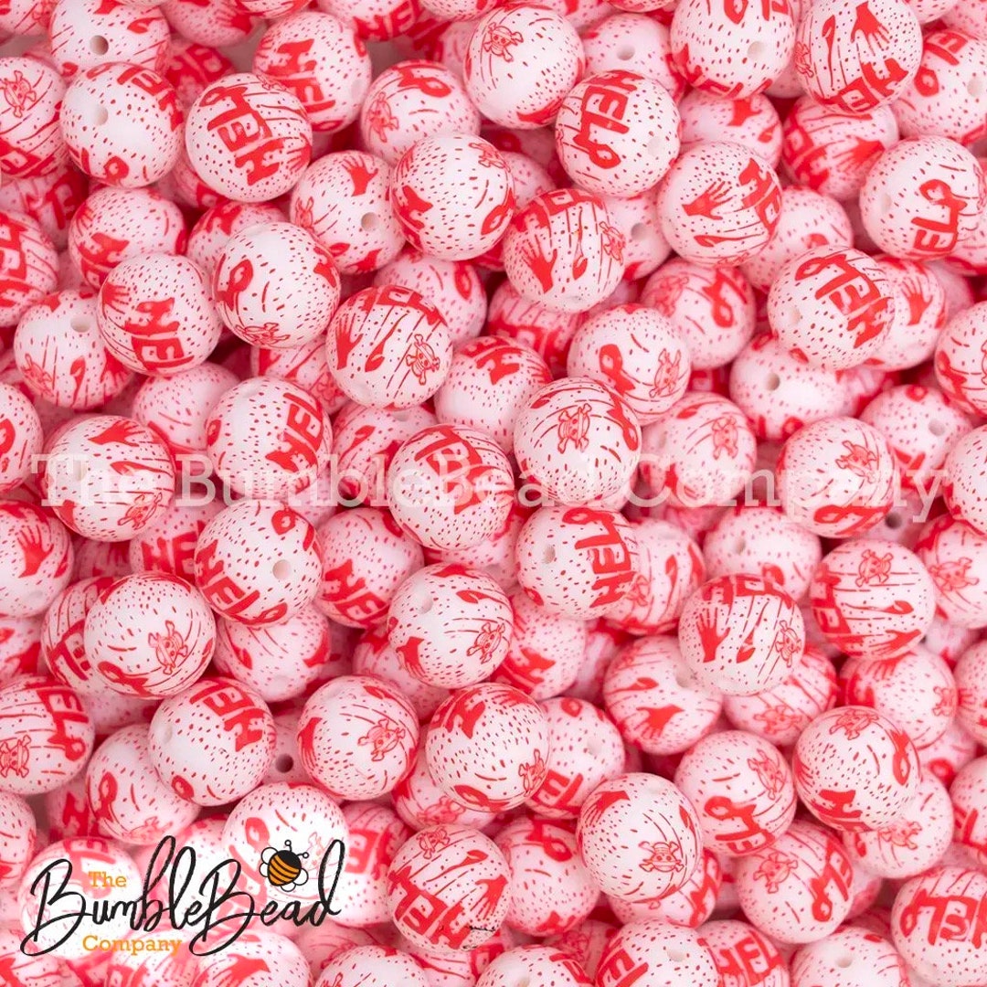 15mm Bloody Hand Print Silicone Beads, Silicone Beads in Bulk, 15mm ...