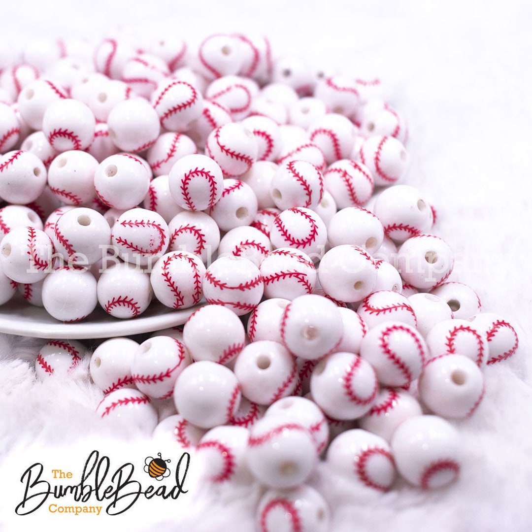 12mm Baseball Acrylic Bubblegum Beads, Acrylic Gumball Beads in Bulk ...
