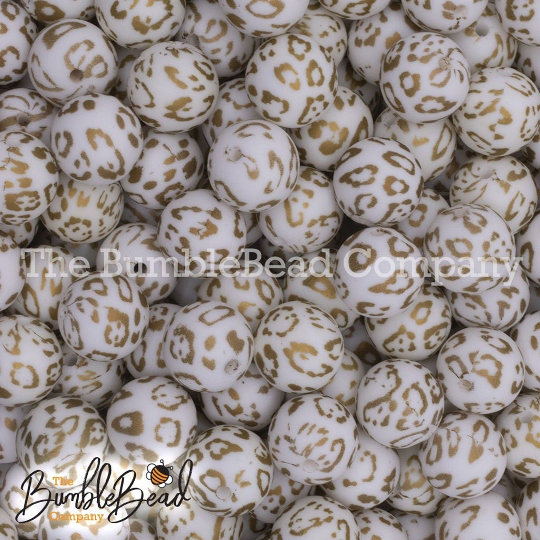 15mm Gold Leopard Silicone Beads, Silicone Beads in Bulk, 15mm Silicone ...