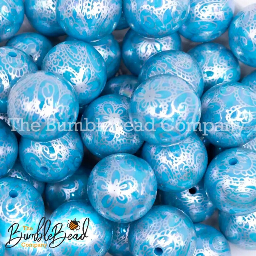 20mm Blue Lace AB Bubblegum Beads, Resin Gumball Beads in Bulk, 20mm ...
