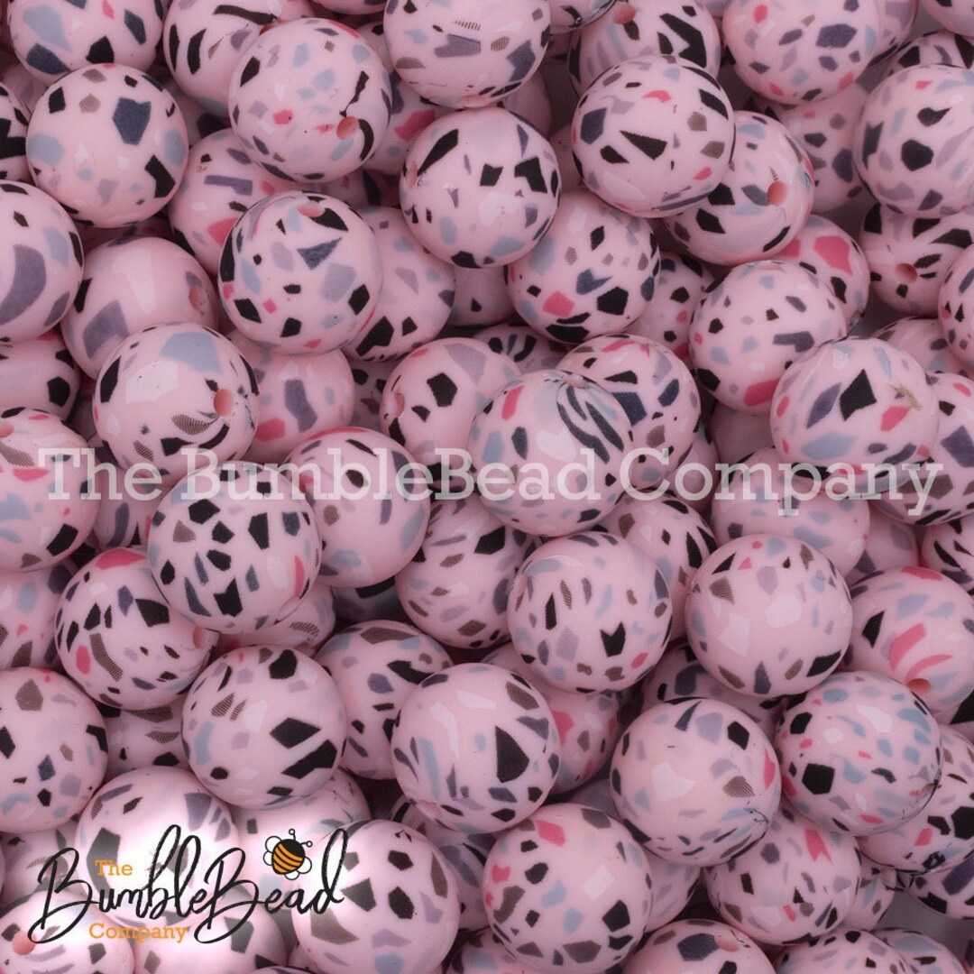 15mm Pink Terrazzo Silicone Beads, Silicone Beads in Bulk, 15mm ...