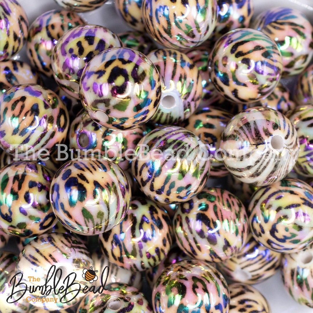 20mm Leopard Print Chunky Resin Beads, Animal AB Beads - Etsy