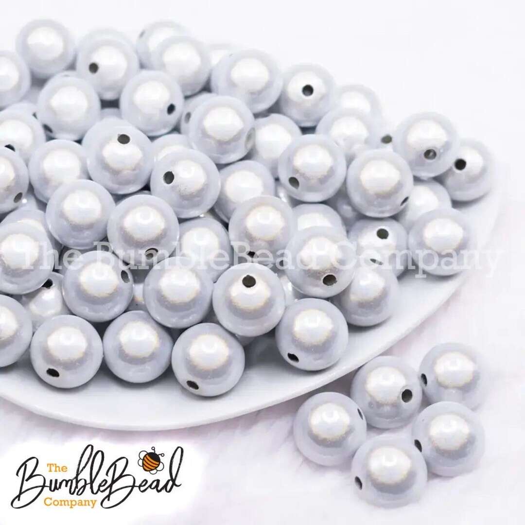 16mm White Miracle Chunky Acrylic Bubblegum Bead, Resin Beads in Bulk ...