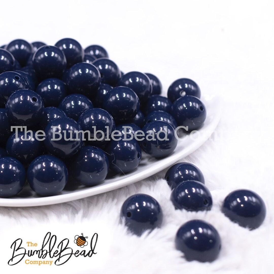 16mm Navy Blue Solid Acrylic Chunky Bubblegum Beads, Acrylic Gumball ...
