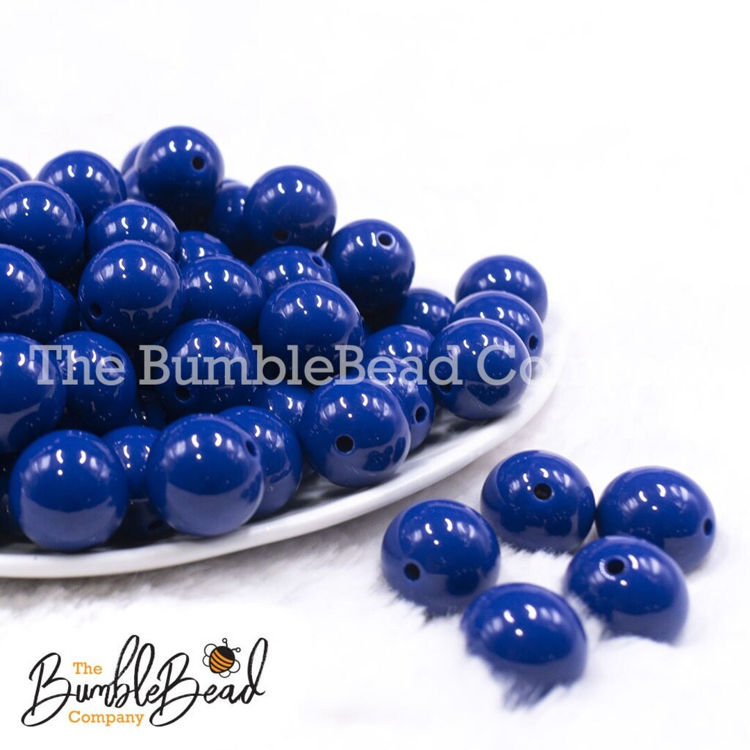 16mm Indigo Blue Solid Acrylic Chunky Bubblegum Beads, Acrylic Gumball ...