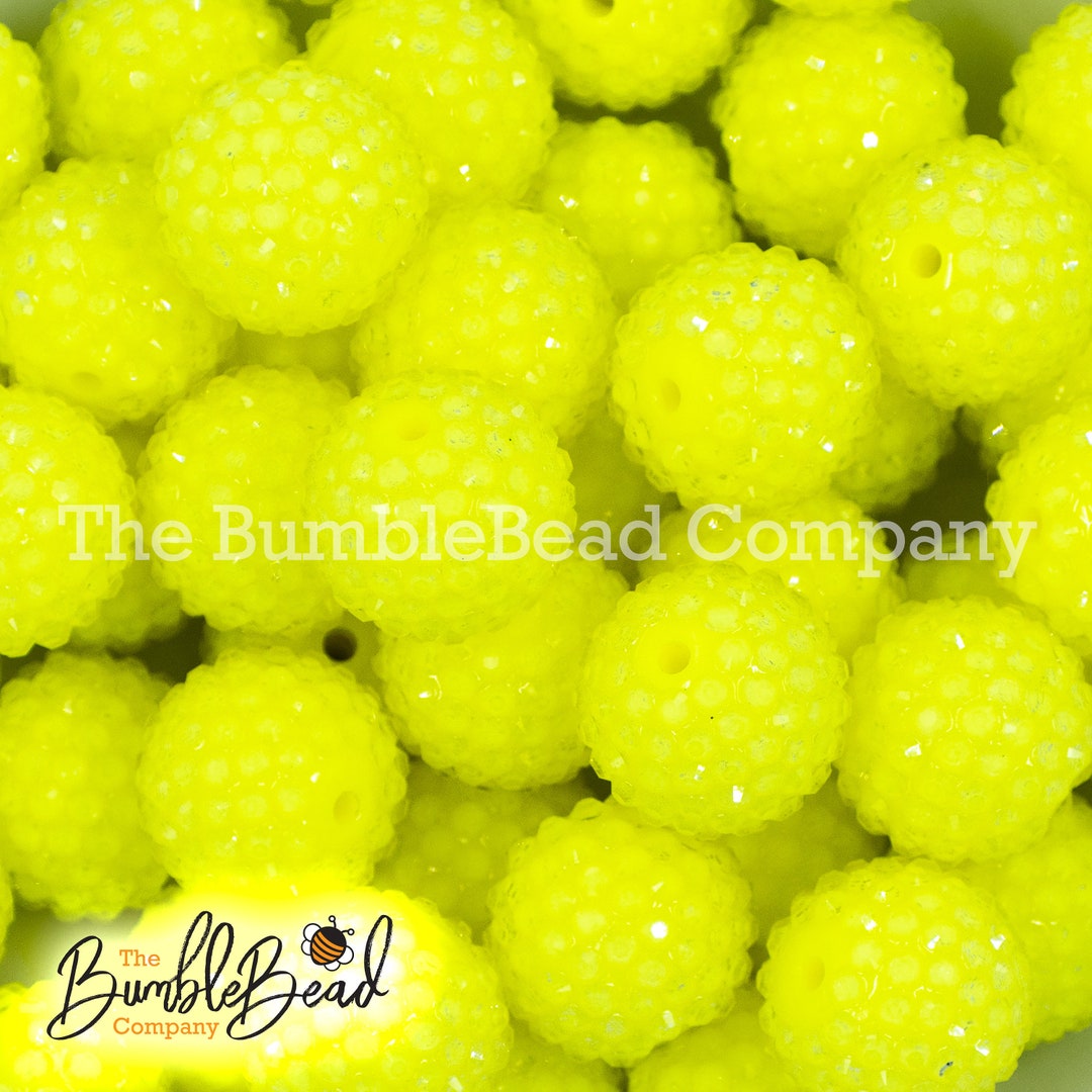 20MM Neon Yellow Rhinestone Bubblegum Beads, Resin Chunky Beads - Etsy