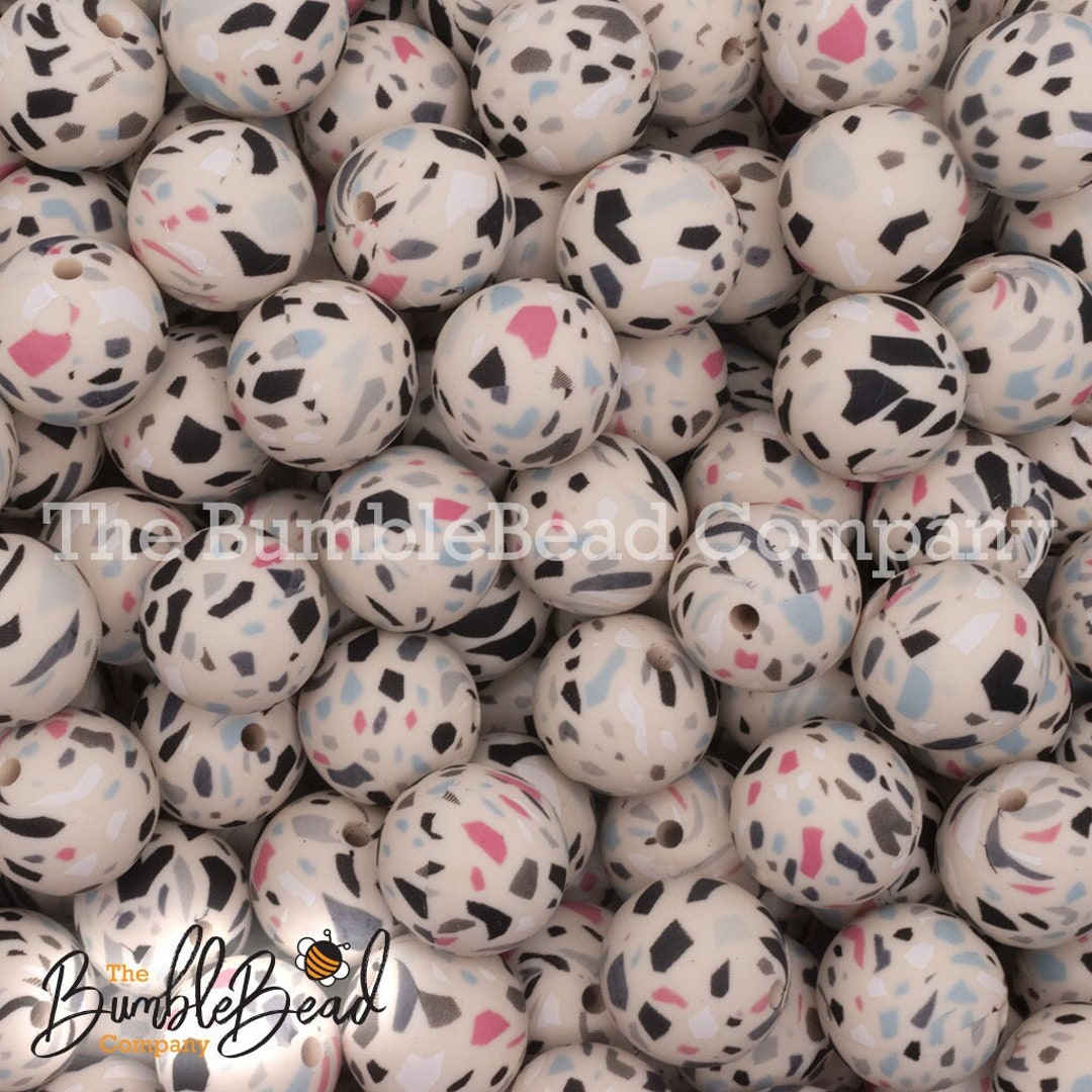 15mm Cream Terrazzo Silicone Beads, Silicone Beads in Bulk, 15mm ...