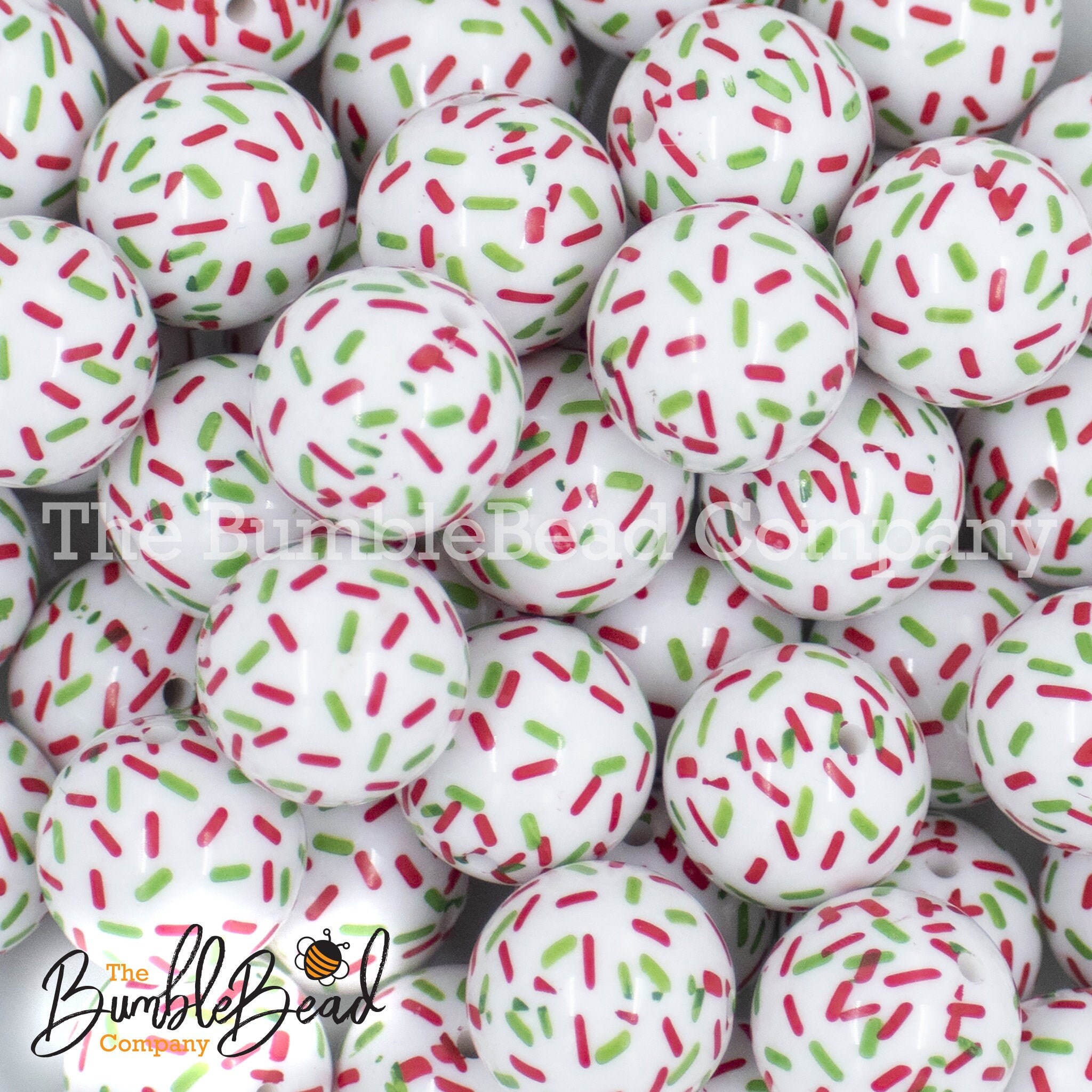 20MM Red & Green Sprinkles Chunky Acrylic Bubblegum Bead - Etsy