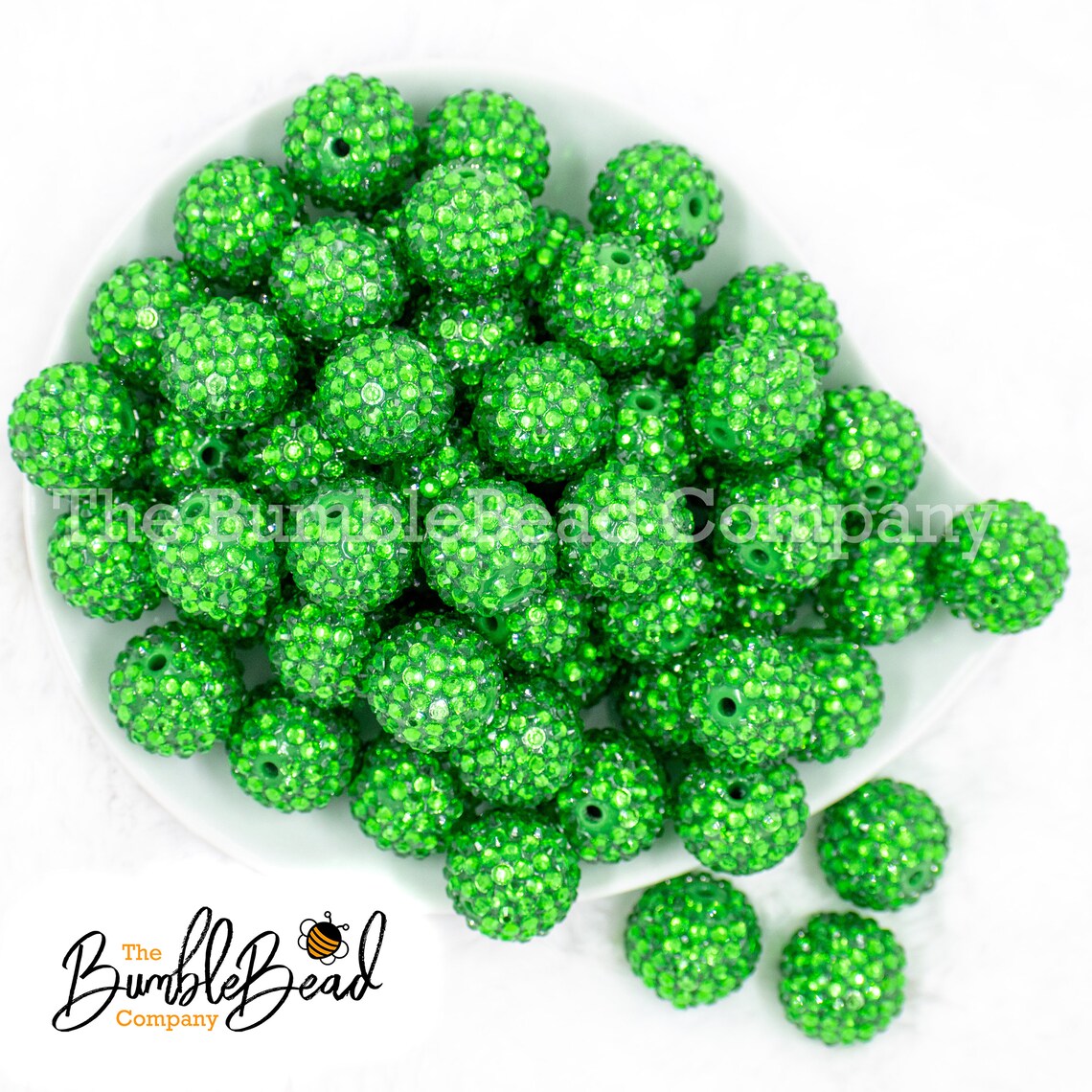 20MM Green Rhinestone AB Bubblegum Bead, Resin Beads in Bulk, 20mm ...