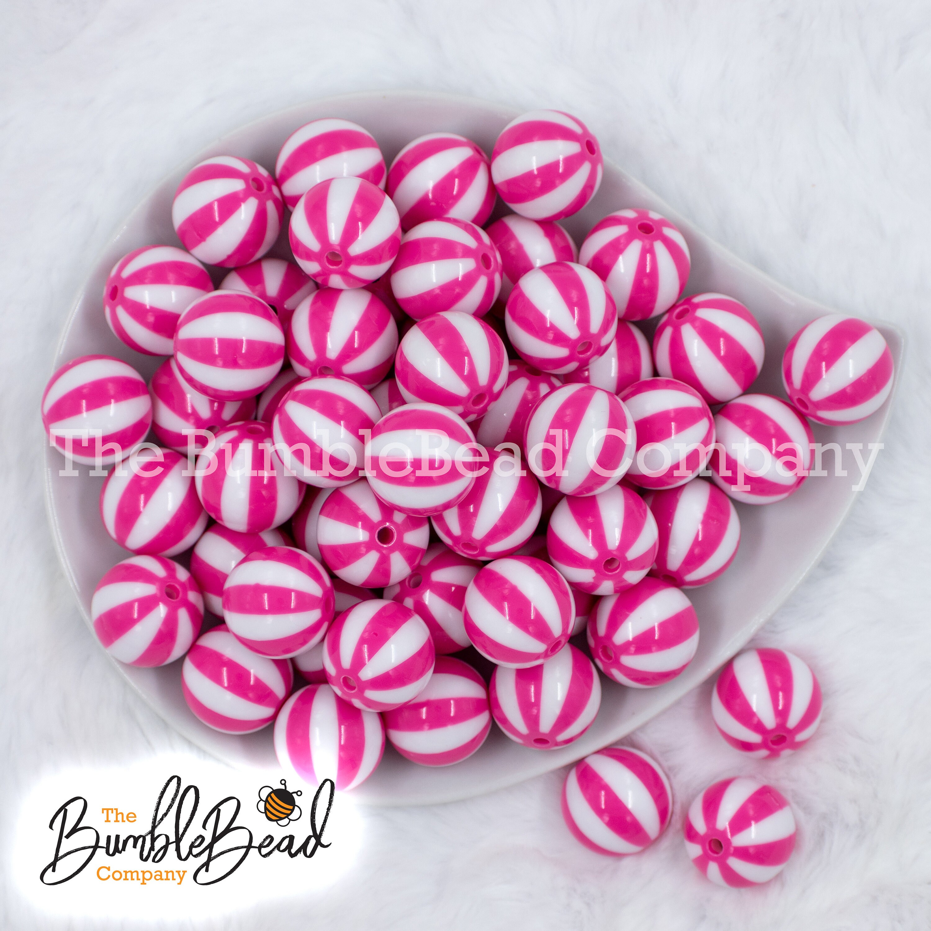 20MM Hot Pink con white beach ball patrón Chunky Bubblegum | Etsy