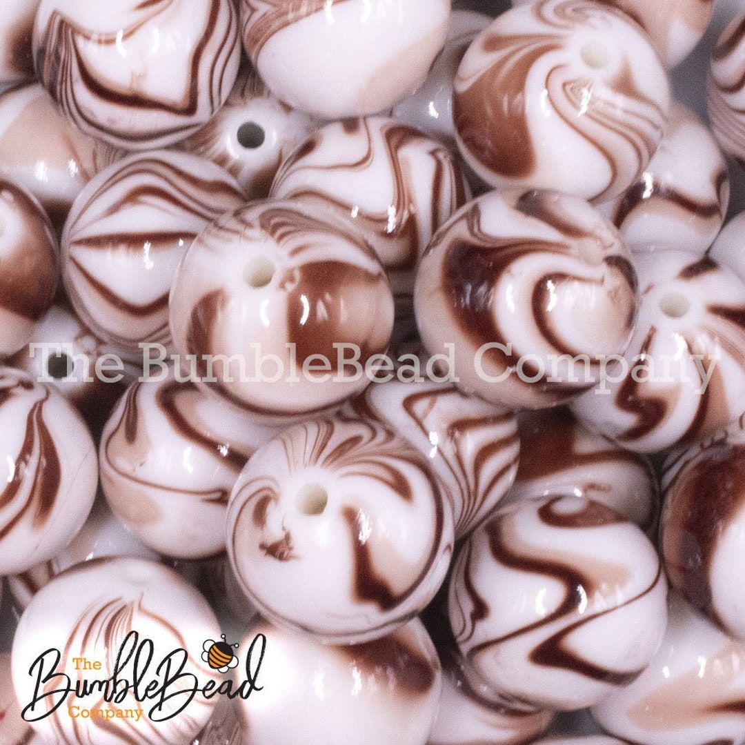 20MM Brown Marbled Chunky Bubblegum Beads, Resin Beads in Bulk, 20mm ...