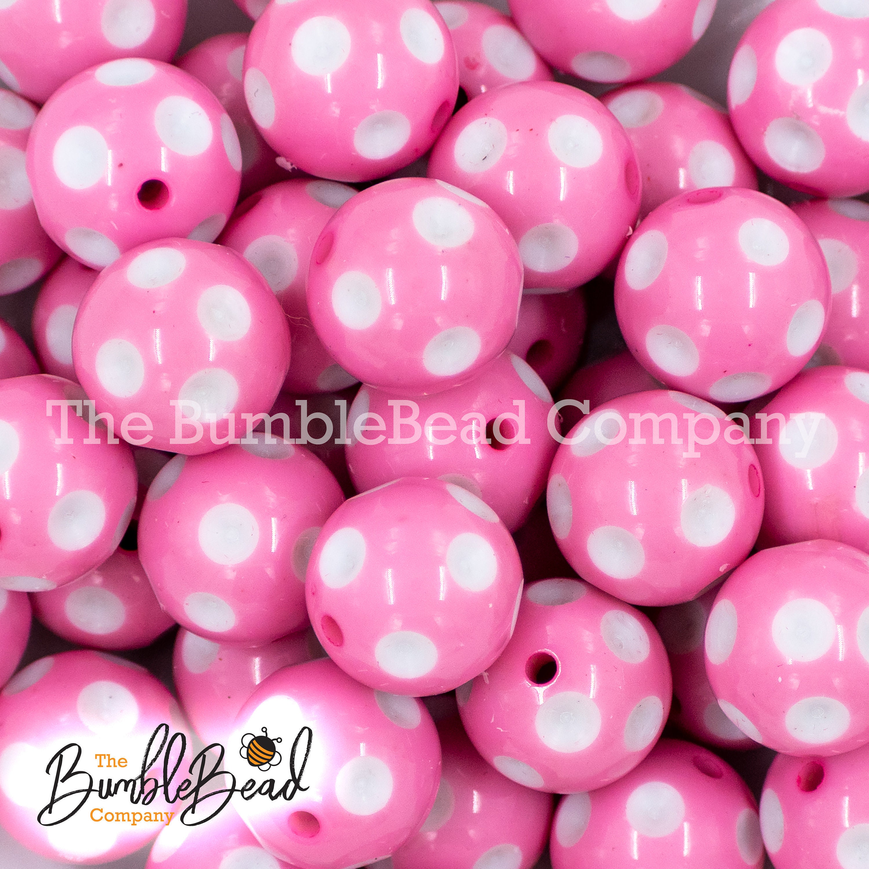 20MM Pink With White Polka Dots Chunky Bubblegum Beads - Etsy