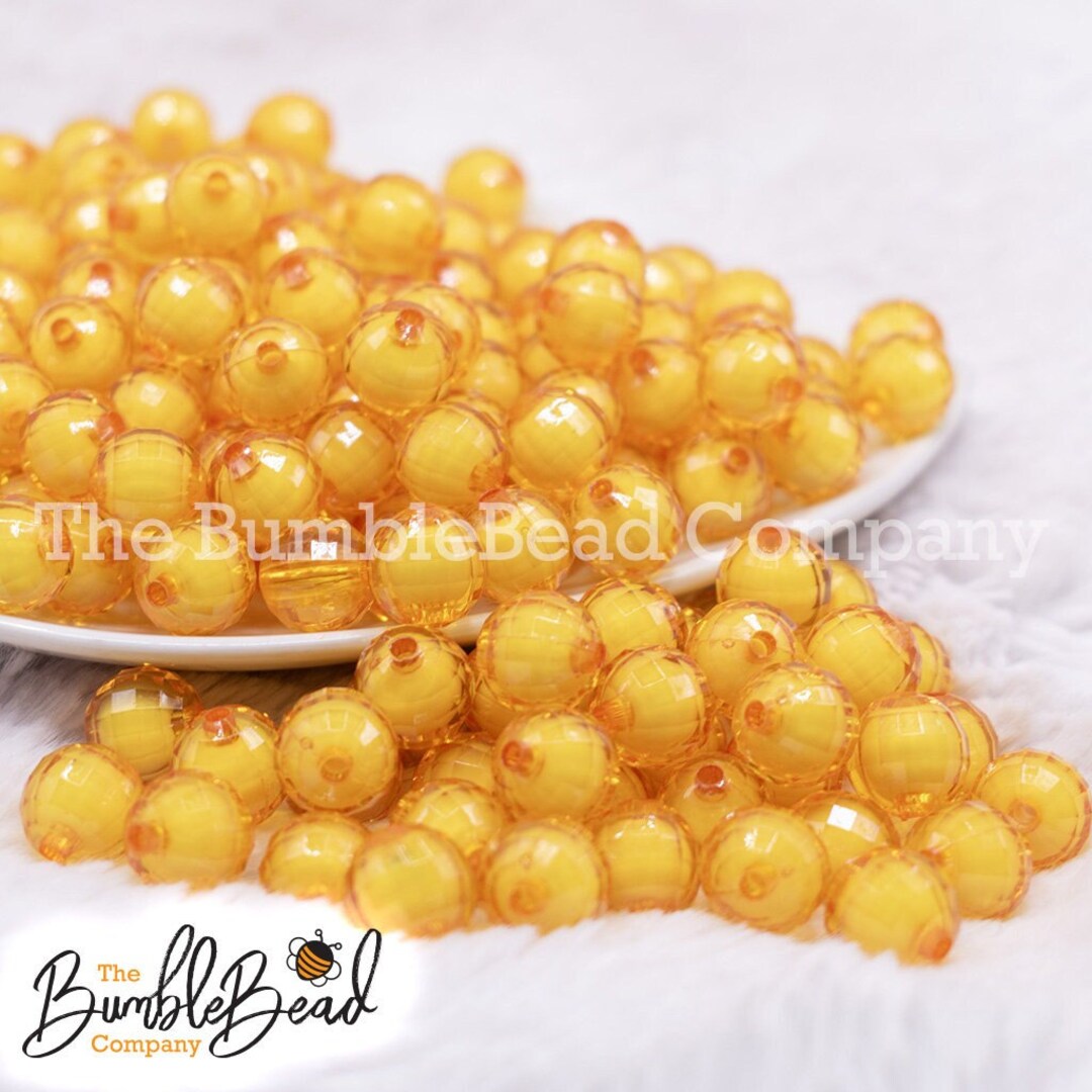 12MM Mustard Yellow Transparent Bead in A Bead Chunky Bubblegum Beads ...