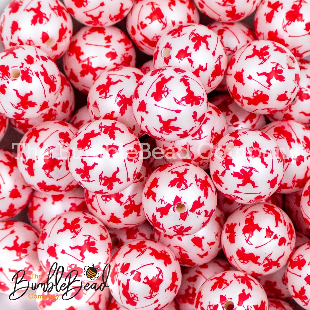 20MM Cupid Shuffle on White Matte Pearl Chunky Bubblegum Beads, Acrylic ...