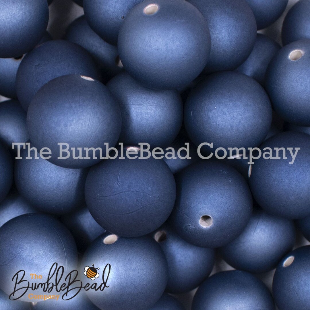 20MM Navy Blue Matte soft Touch Solid Chunky Bubblegum Beads, Acrylic ...