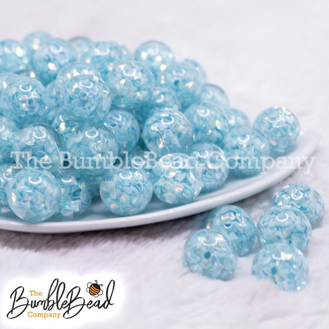 16mm Blue Majestic Confetti Acrylic Chunky Bubblegum Beads, Speckled ...