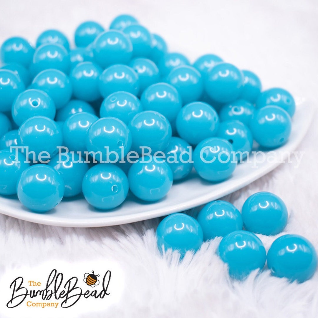 16mm Neon Blue Solid Acrylic Chunky Bubblegum Beads, Acrylic Gumball ...