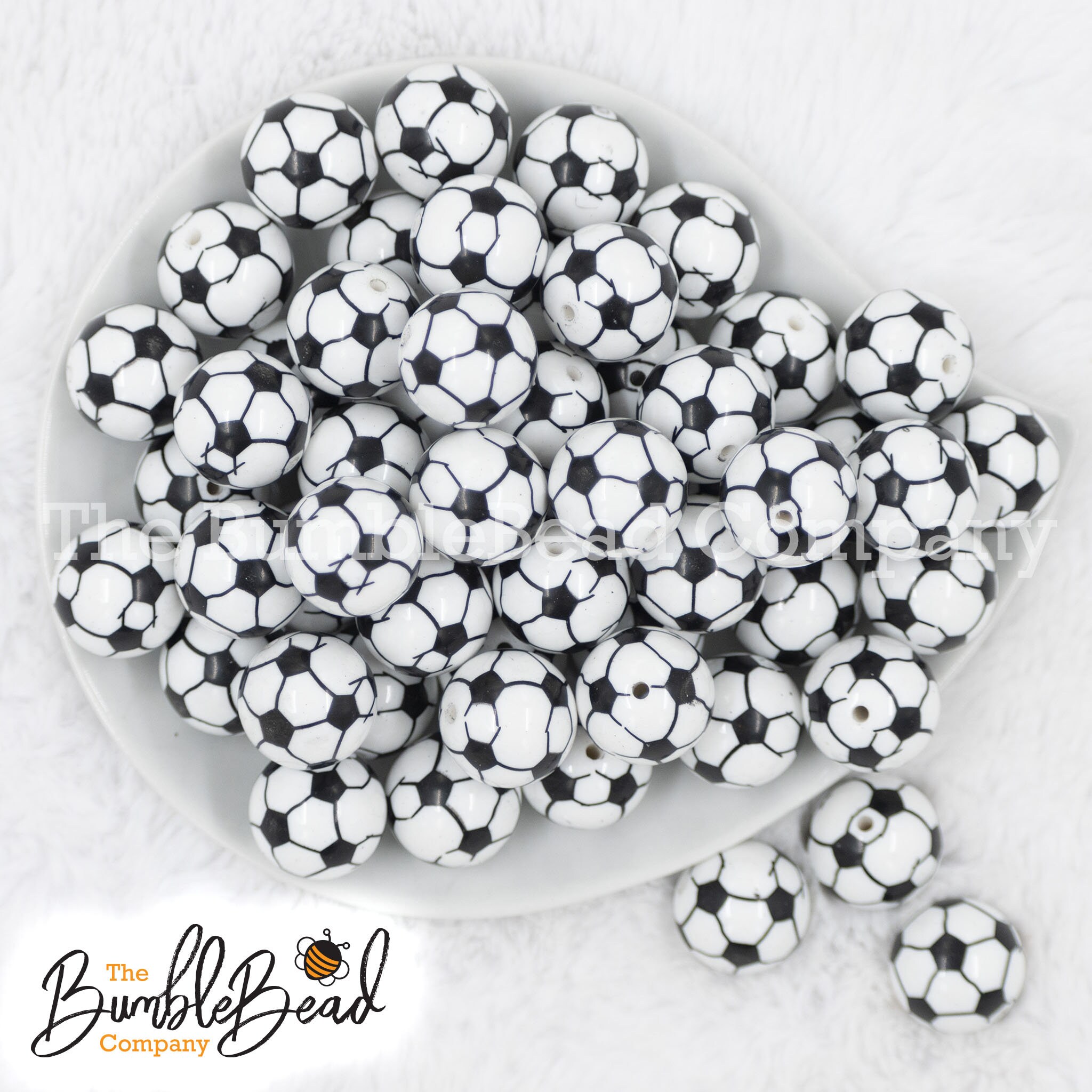 20MM Soccer Print Chunky Acrylic Bubblegum Beads 20mm Sports | Etsy