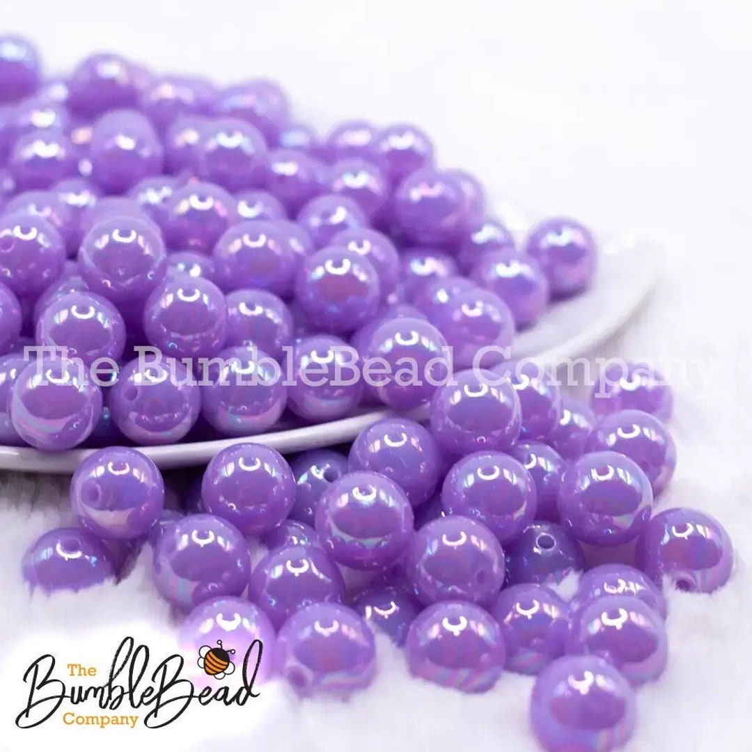 12MM Light Purple Neon Solid AB Chunky Bubblegum Beads, Acrylic Gumball ...