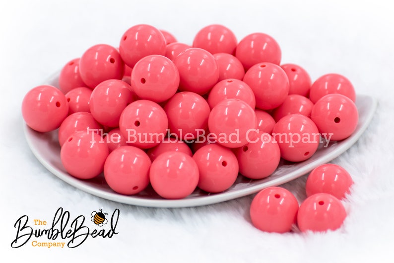20mm Punch Pink Solid Chunky Bubblegum Beads Acrylic Gumball Etsy