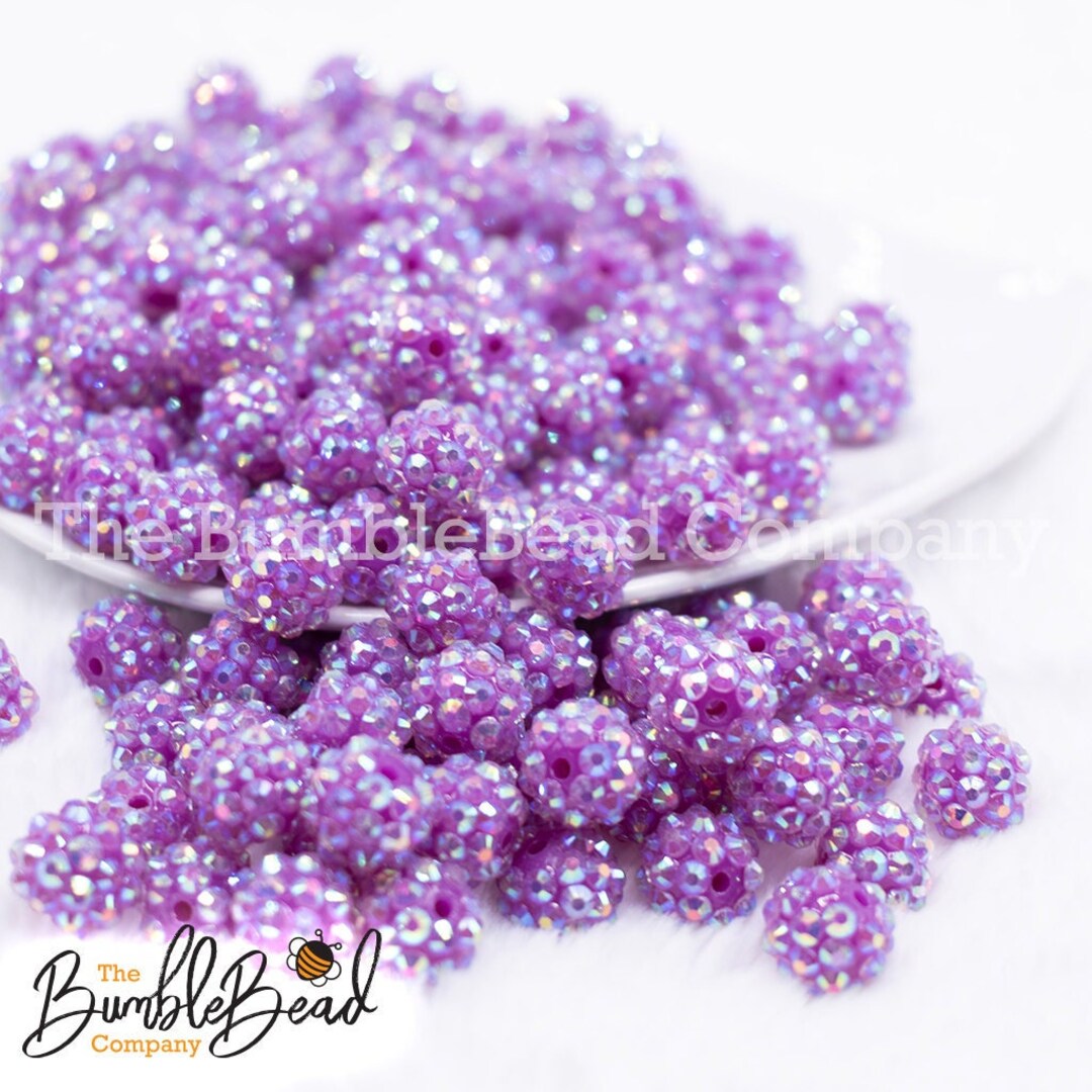 12mm Neon Purple Rhinestone AB Bubblegum Beads, Acrylic Gumball Beads ...