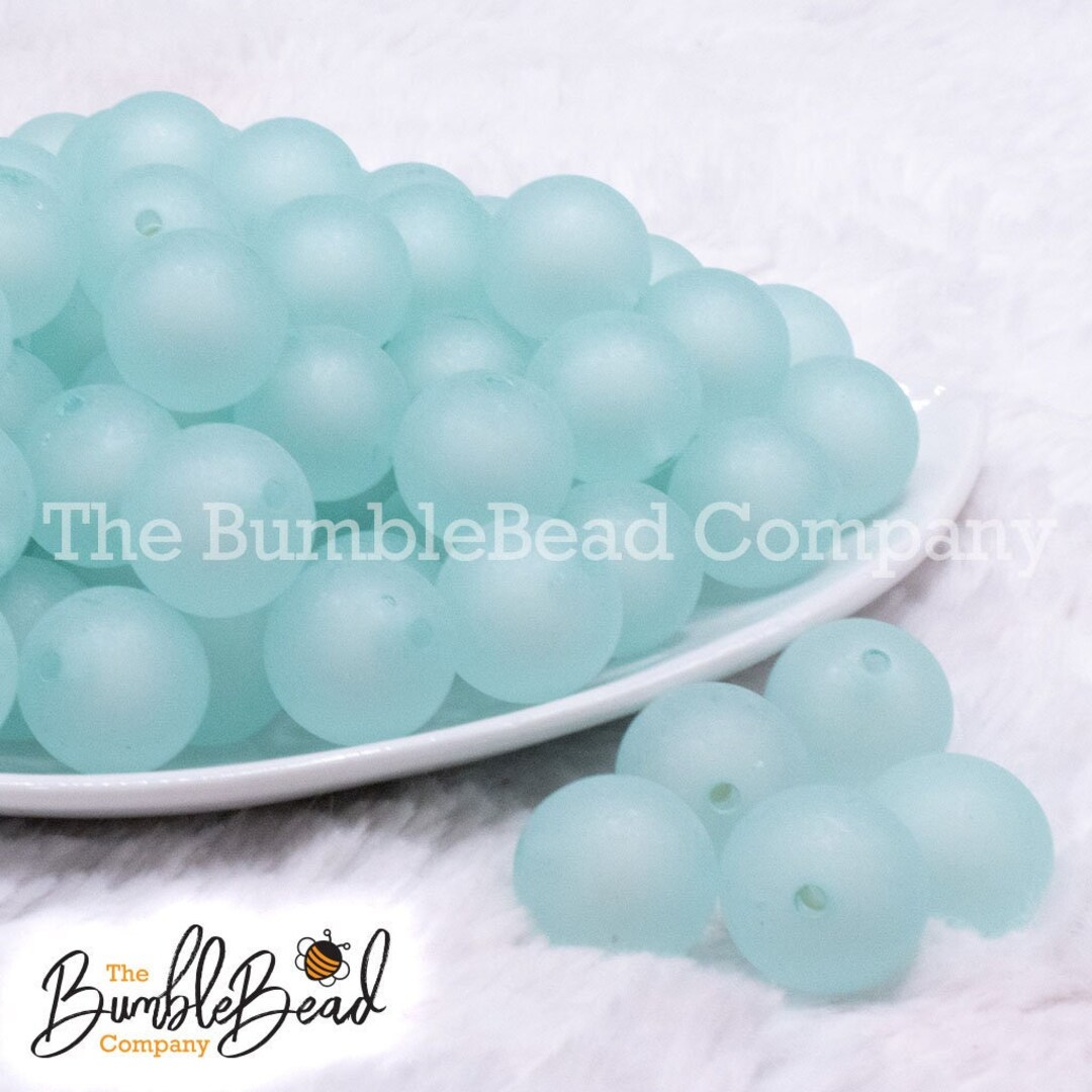 16mm Aqua Blue Frosted Bubblegum Beads, Acrylic Gumball Beads in Bulk ...