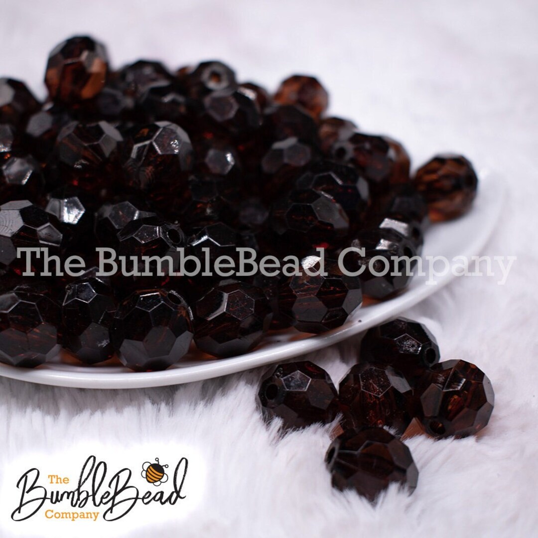 16MM Brown Transparent Faceted Chunky Bubblegum Beads, 16mm Pumpkin ...