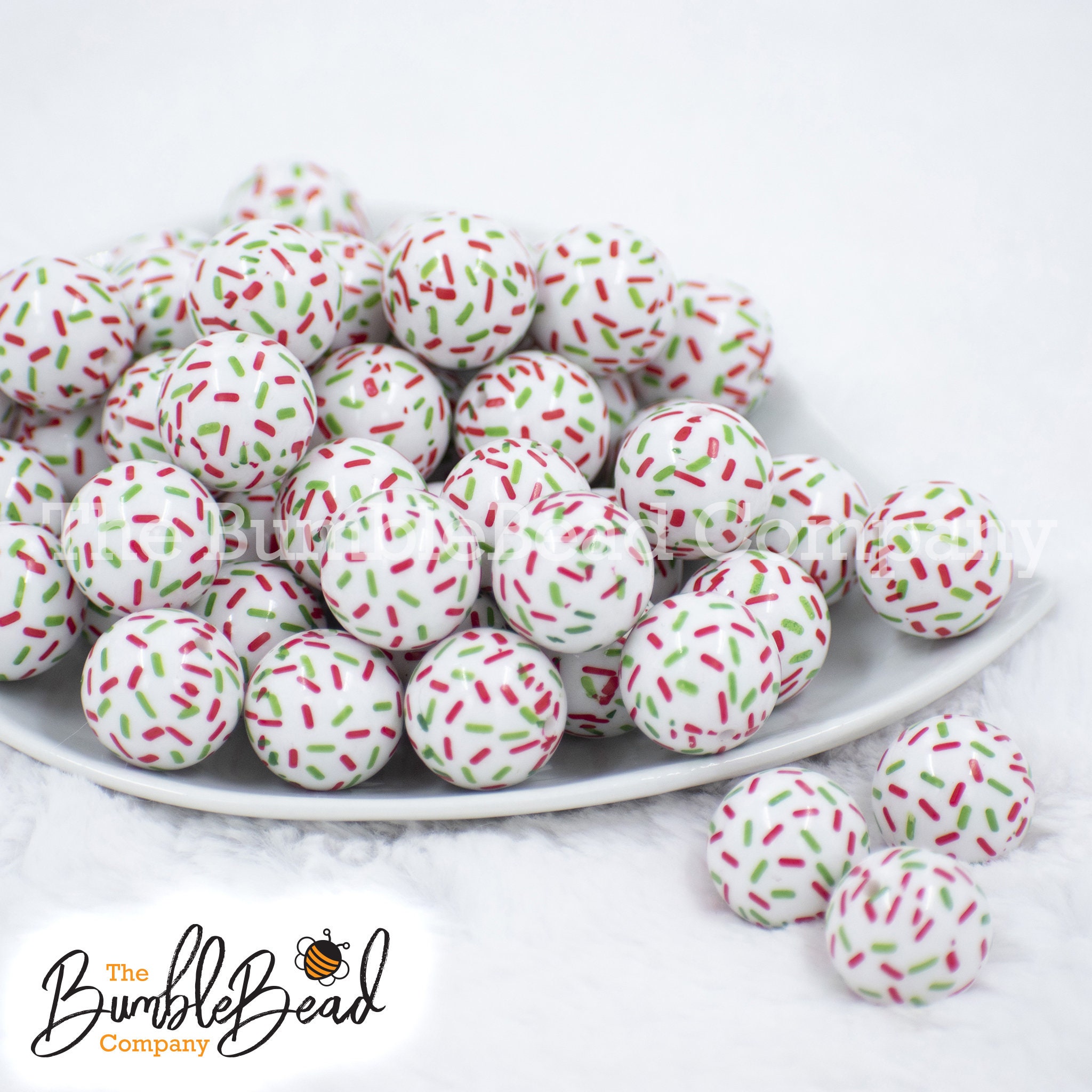 20MM Red & Green Sprinkles Chunky Acrylic Bubblegum Bead - Etsy